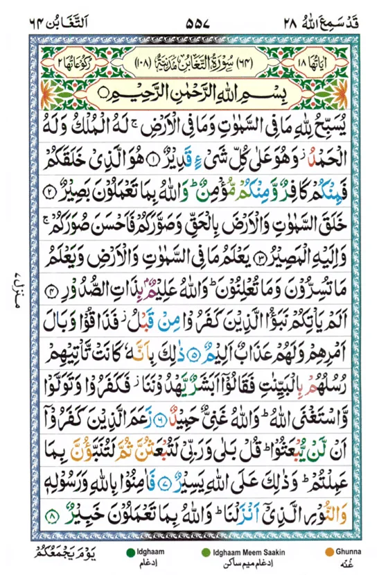 Surah Taghabun – Read Online, Listen MP3 & Download PDF | MeriWeb